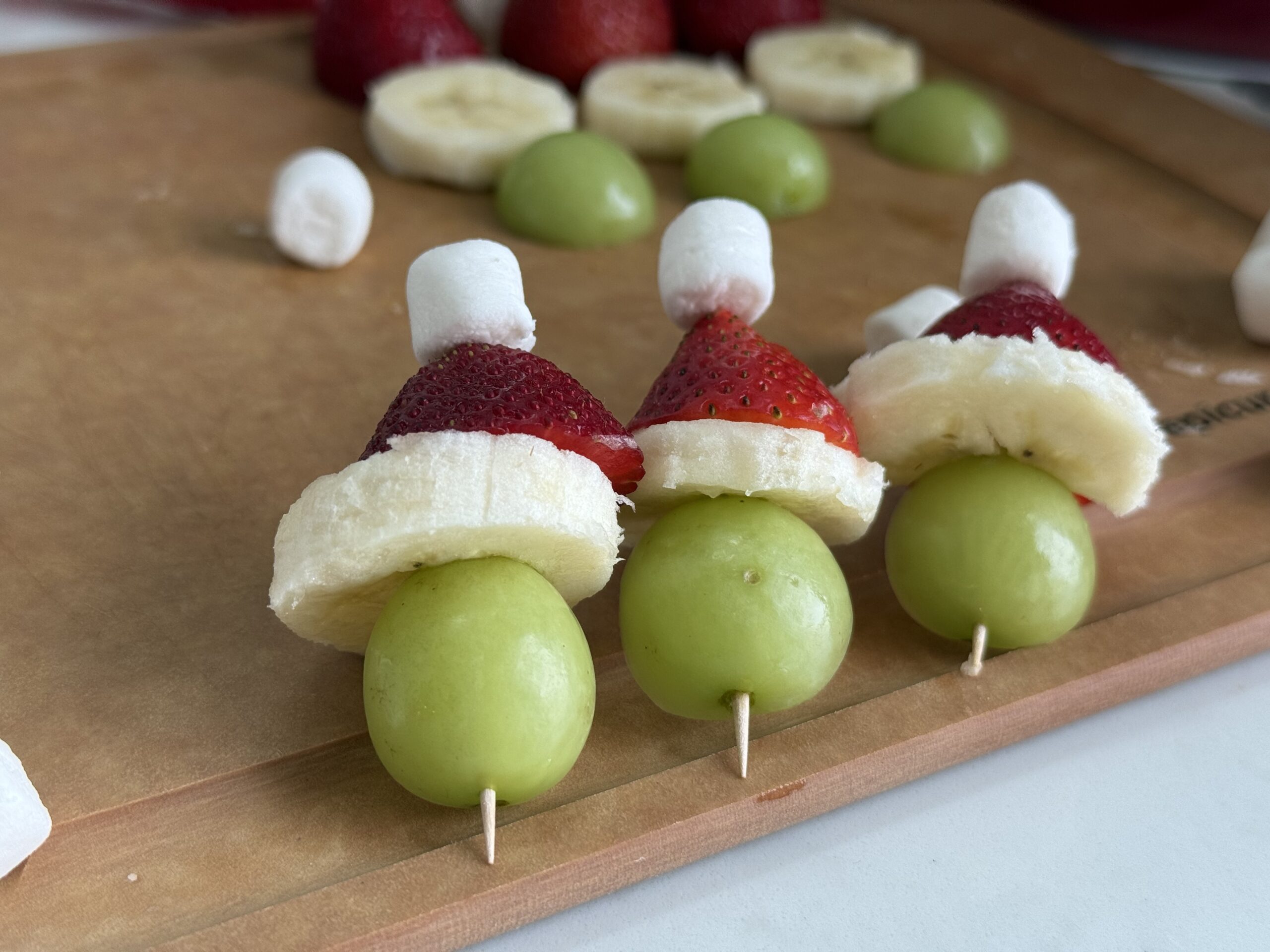 Grinch Kabobs, An Easy Healthy Holiday Snack - Yes, Yum, Go!